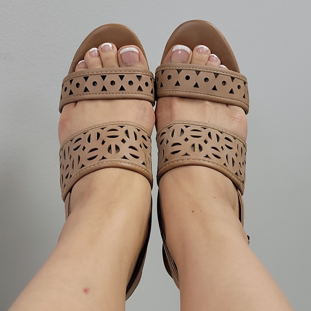 Adrienne Vittadini Ankle Strap Cork Wedges - Gem